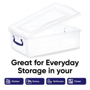 Superio Clear Storage Box with Lid, 22 Quart Plastic Container Bins for Organizing, Stackable Crate, Storage Bin Organizer for Home, Office, School, and College