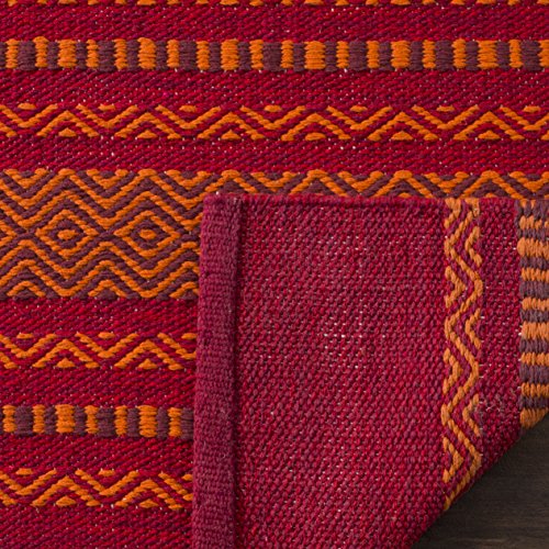 SAFAVIEH Montauk Collection Area Rug - 5' x 8', Orange & Red, Handmade Flat Weave Cotton, Ideal for High Traffic Areas in Living Room, Bedroom (MTK215A)