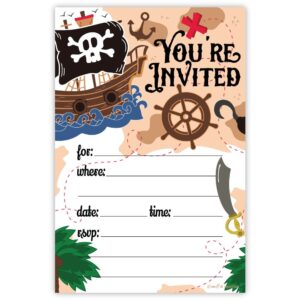 pirate birthday party invitations (20 count) with envelopes