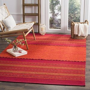 safavieh montauk collection area rug - 5' x 8', orange & red, handmade flat weave cotton, ideal for high traffic areas in living room, bedroom (mtk215a)