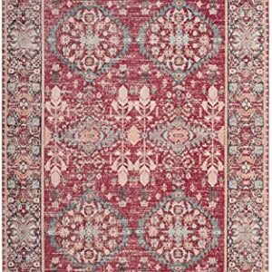 SAFAVIEH Classic Vintage Collection Area Rug - 5' x 8', Red & Multi, Oriental Distressed Cotton Design, Easy Care, Ideal for High Traffic Areas in Living Room, Bedroom (CLV302A)