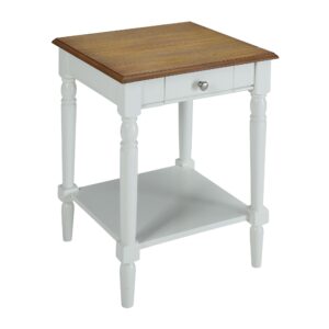 convenience concepts french country 1 drawer end table with shelf, driftwood/white