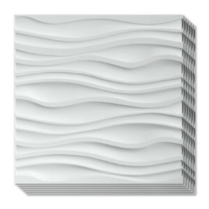 art3d pvc wave board textured 3d wall panels, white, 19.7" x 19.7" (12 pack)