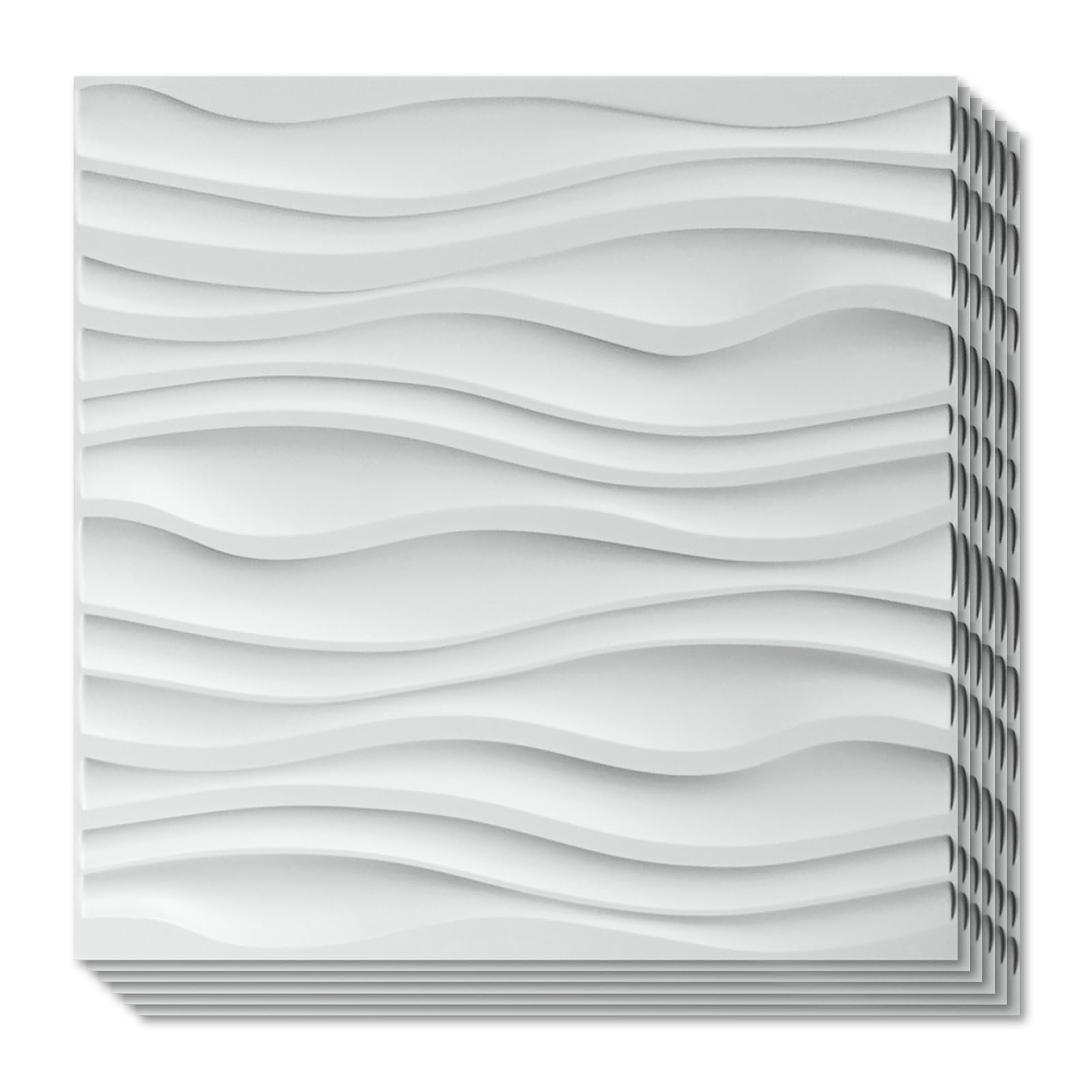 Art3d PVC Wave Board Textured 3D Wall Panels, White, 19.7" x 19.7" (12 Pack)