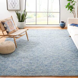 safavieh natura collection area rug - 9' x 12', blue, handmade wool, ideal for high traffic areas in living room, bedroom (nat503b)