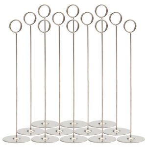 Tosnail 12 Pack 12" Tall Stainless Steel Table Number Holder Table Card Holder Table Number Stand Place Card Holder Table Photo Holders