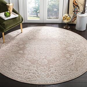 safavieh reflection collection area rug - 6'7" round, beige & cream, vintage distressed design, non-shedding & easy care, ideal for high traffic areas in living room, bedroom (rft664a)