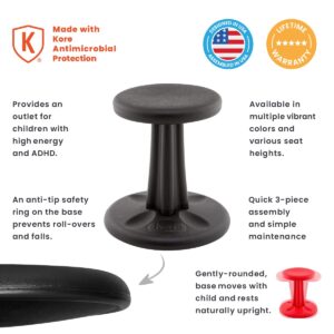 Kore Kids Junior Wobble Chair - Flexible Seating Stool for Classroom, Elementary School, ADD/ADHD - Made in The USA - Junior- Age 8-9, Grade 3-4, Black (16in)