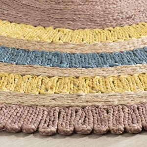 SAFAVIEH Natural Fiber Round Collection 3' Round Lavender / Multi NF201A Handmade Boho Charm Farmhouse Jute Area Rug