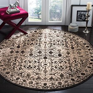 safavieh brilliance collection 6'7" round cream / black brl502c vintage oriental area rug