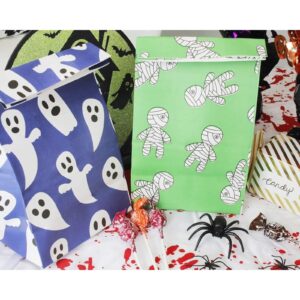 BLUE PANDA 36 Pack Halloween Paper Bags, 6 Unique Halloween Designs, Paper Halloween Treat Bags, Durable 5.1 x 8.75 x 3.25 Inch Bags for Party Favors, Candy, and Small Gifts