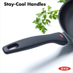 OXO Softworks Hard Anodized 28 cm Frying Pan Skillet, 3-Layered German Engineered Non-Stick Coating, Stainless Steel Soft-Touch Handle, Induction, Oven Safe up to 180 °C, Dishwasher Safe, Grey