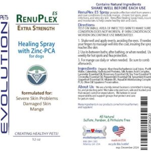 RenuPlex Extra Strength Dog Healing Spray for Dog Hot Spots, Mange, Dog Skin Problems. Made in USA