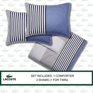 Lacoste Meribel Cotton Bedding Set, King Duvet, Blue/White