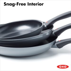 OXO Softworks Hard Anodized 28 cm Frying Pan Skillet, 3-Layered German Engineered Non-Stick Coating, Stainless Steel Soft-Touch Handle, Induction, Oven Safe up to 180 °C, Dishwasher Safe, Grey