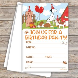 Puppy Dog Birthday Party Invitations (20 Count) With Envelopes