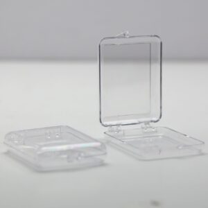 Clear Hinged Plastic Box 1 5/8" L x 2 1/8" W x 3/8" H - 50 Pieces Per Pack