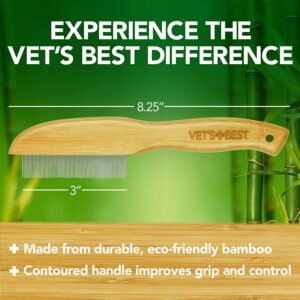 Vet's Best Flea Comb | Real Bamboo with Contour Grip Handle | for Dogs and Cats