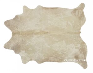 ecowhides champagne brazilian cowhide area rug, cowskin leather hide for home living room (xxl) 8 x 7 ft