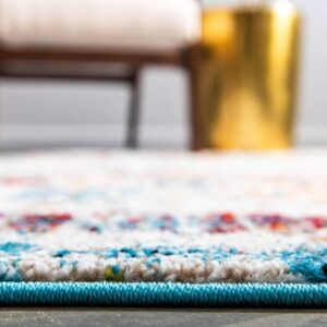 Unique Loom Rosso Collection Vintage, Traditional, Distressed, Bohemian, Botanical, Southwestern Area Rug, 2' 7" x 10' 0", Multi/Blue