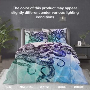 ARIGHTEX Octopus Bedding 3D Ocean Fish Duvet Cover Octopus and Octopus Feet Reversible Duvet Cover Set (Full)