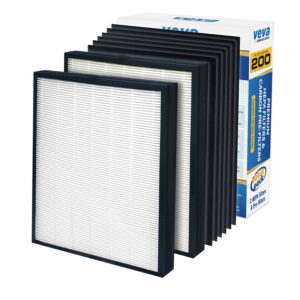 veva premium 2 hepa replacement filter pack with 6 activated carbon pre filters to stop smoke odor dust for blueair 200/300 series models 201, 203, 205, 215b, 250e, 270e, 303 air purifiers