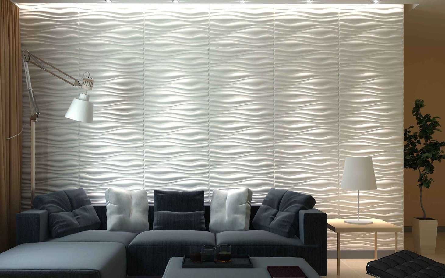 Art3d PVC Wave Board Textured 3D Wall Panels, White, 19.7" x 19.7" (12 Pack)