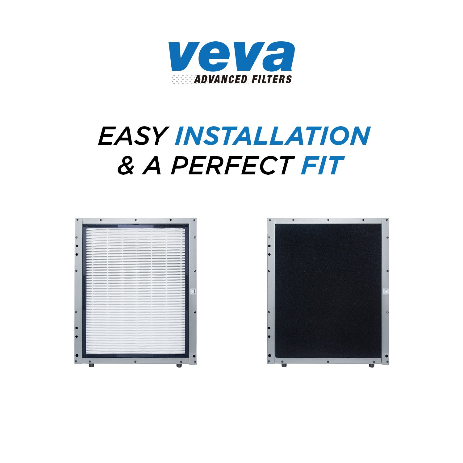 VEVA Premium 2 HEPA Replacement Filter Pack with 6 Activated Carbon Pre Filters to Stop Smoke Odor Dust for Blueair 200/300 Series Models 201, 203, 205, 215B, 250E, 270E, 303 Air Purifiers