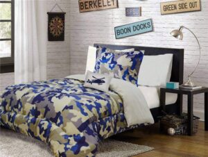 fancy linen kids/teens comforter set army camouflage beige taupe blue comforter set new # camouflage (twin)