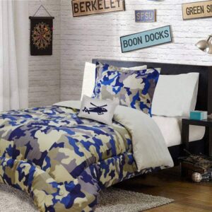 Fancy Linen Kids/Teens Comforter Set Army Camouflage Beige Taupe Blue Comforter Set New # Camouflage (Twin)