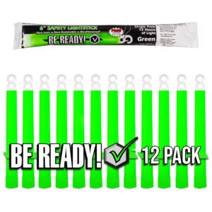 be ready - green 6" industrial 12 hour premium emergency safety chemical light glow sticks (36)