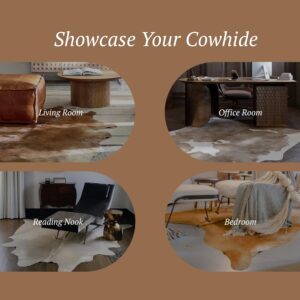 ecowhides Champagne Brazilian Cowhide Area Rug, Cowskin Leather Hide for Home Living Room (XXL) 8 x 7 ft