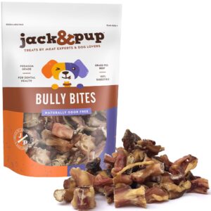 jack&pup premium dog chews bites, healthy dog treats for medium dogs - all natural dog treats small dogs, single ingredient dog treat for puppies - bully sticks | gullet jerky (bully bites 2lb)