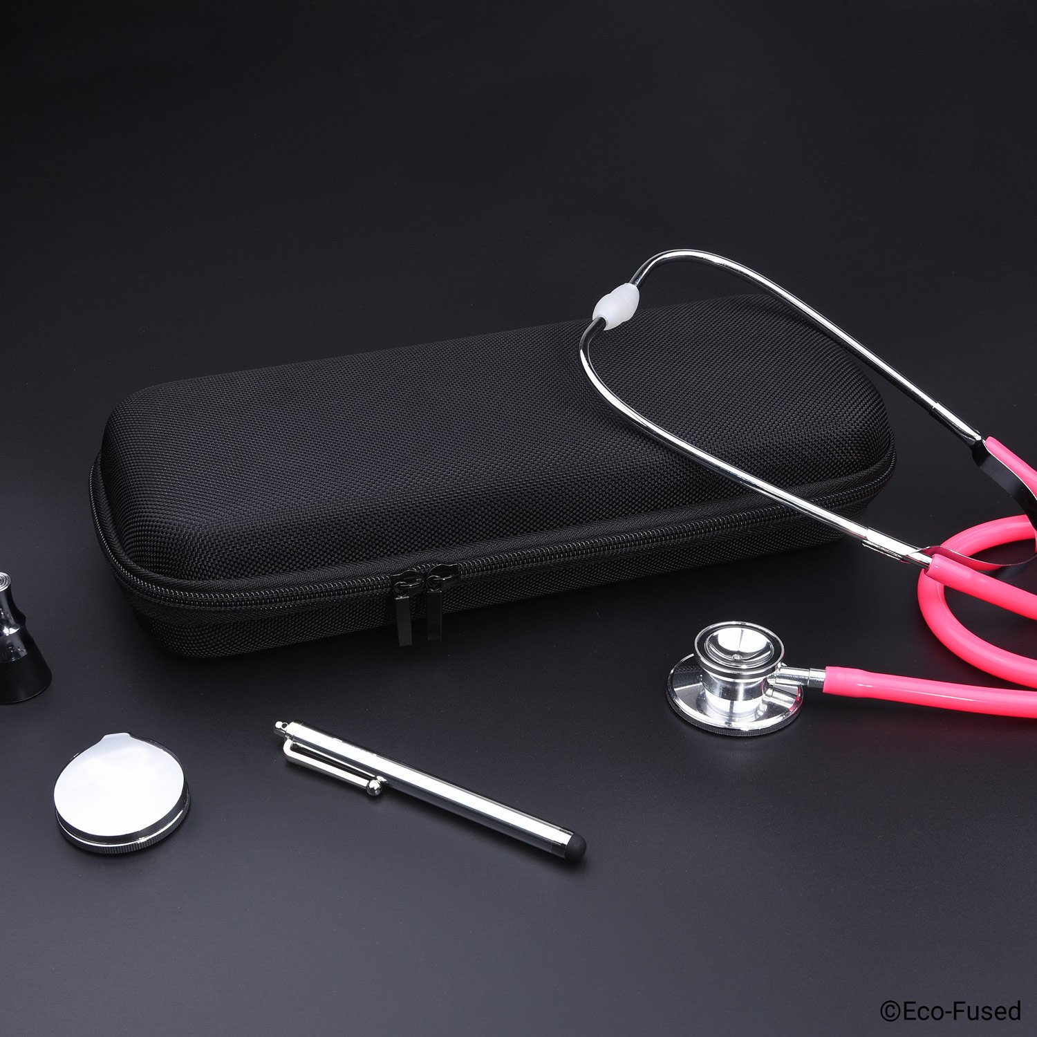 Eco-Fused Stethoscope Case Compatible with 3M Littmann, MDF, ADC, Omron, etc. - Large Mesh Pocket for Accessories - Strong Nylon Material - Protects your Stethoscope