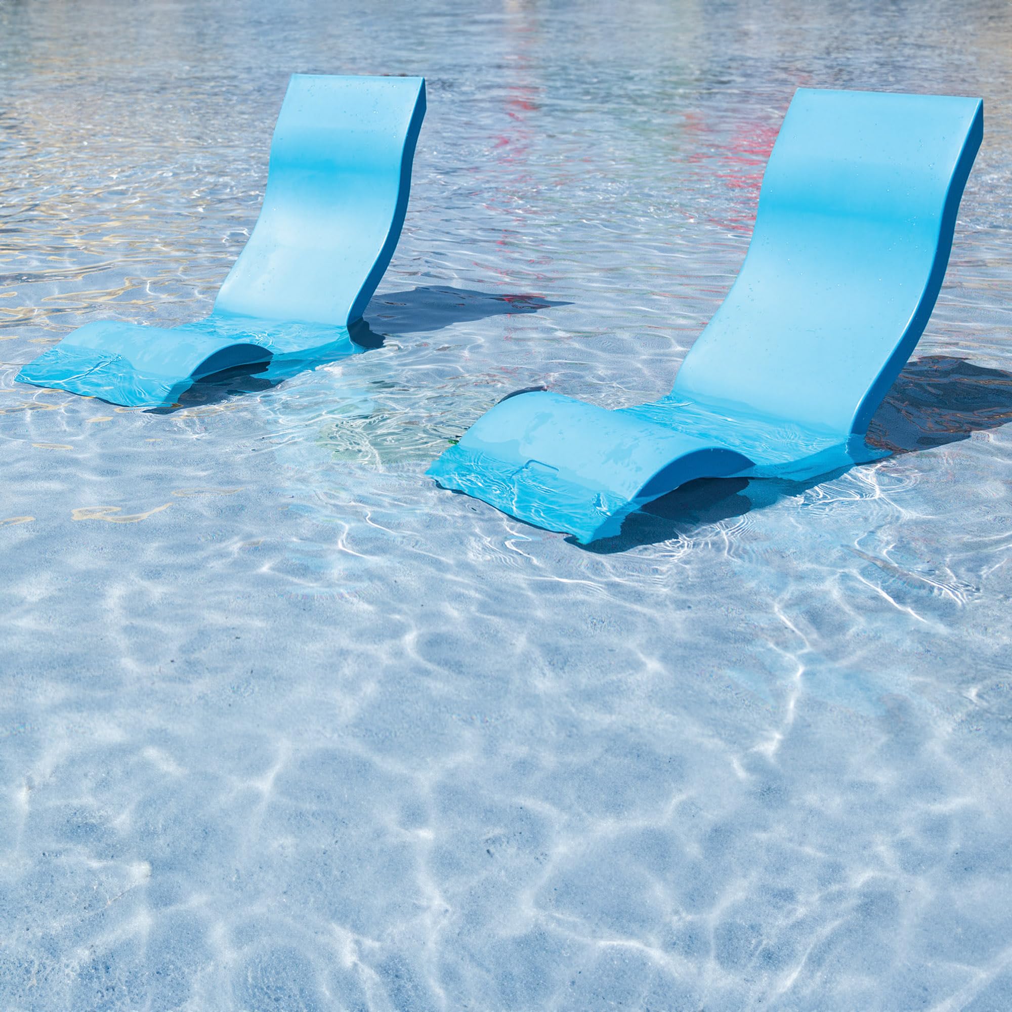 Ledge Lounger - Signature Chair - Inside Pool & Sun Shelf Lounge Chair - Designed for Shallow Shelves Up to 9” - Compatible with All Pool Types - Poolside & Sun Deck Tanning - Set of 2 - Light Blue