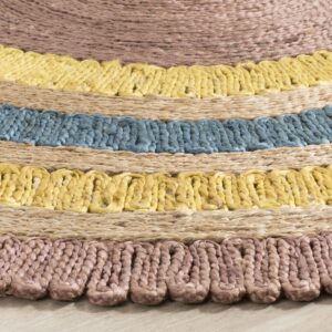 SAFAVIEH Natural Fiber Round Collection 3' Round Lavender / Multi NF201A Handmade Boho Charm Farmhouse Jute Area Rug