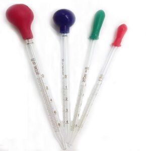 oess thick glass graduated dropper pipettes silicone rubber caps 1ml 2ml 5ml 10ml