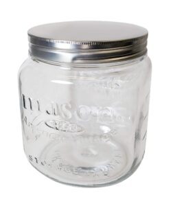 grant howard jumbo mason embossed glass storage jar, 92 ounces, clear