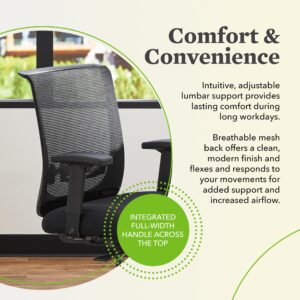 HON Convergence Ergonomic Office Chair Back Support Mesh Computer Chair - Home Office Desk Chairs with Adjustable Arms, Lumbar Support, Rolling Swivel Wheels, Tilt Recline - Black Vinyl