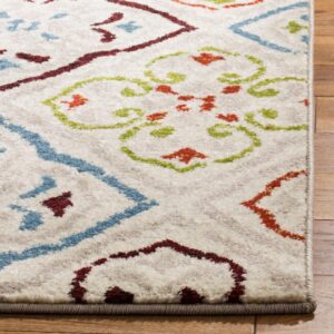 SAFAVIEH Sagamore Collection Area Rug - 8' x 10', Light Grey & Terracotta, Floral Trellis Design, Non-Shedding & Easy Care, Ideal for High Traffic Areas in Living Room, Bedroom (SAG425A)