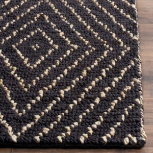 SAFAVIEH Bohemian Collection Accent Rug - 4' x 6', Black & Ivory, Handmade Moroccan Tribal Jute, Ideal for High Traffic Areas in Entryway, Living Room, Bedroom (BOH702A)