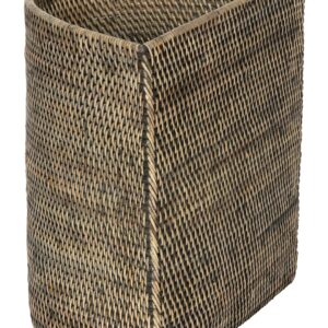 KOUBOO Rattan Laguna Half-Moon Waste Basket Trash Can – Laundry Room Storage, Wicker Garbage Can, Office, Bathroom, Kitchen, Bedroom Waste Basket, Gray - Brown