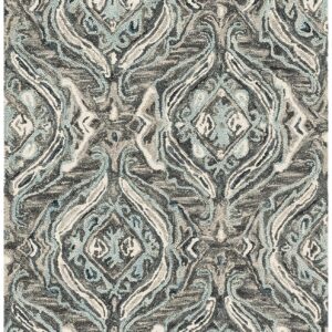 SAFAVIEH Suzani Collection 3' x 5' Grey/Light Blue SZN206A Hand-Hooked Boho Premium Tassel Wool Area Rug