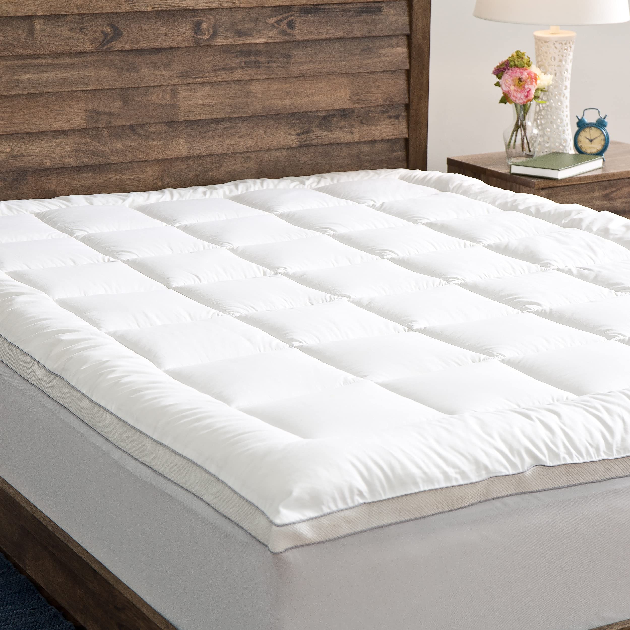 Grandeur Collection Powernap Cotton Top Celliant Fiber Blend Mattress Pad - White Cal King