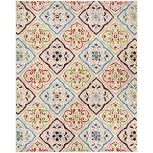 SAFAVIEH Sagamore Collection Area Rug - 8' x 10', Light Grey & Terracotta, Floral Trellis Design, Non-Shedding & Easy Care, Ideal for High Traffic Areas in Living Room, Bedroom (SAG425A)