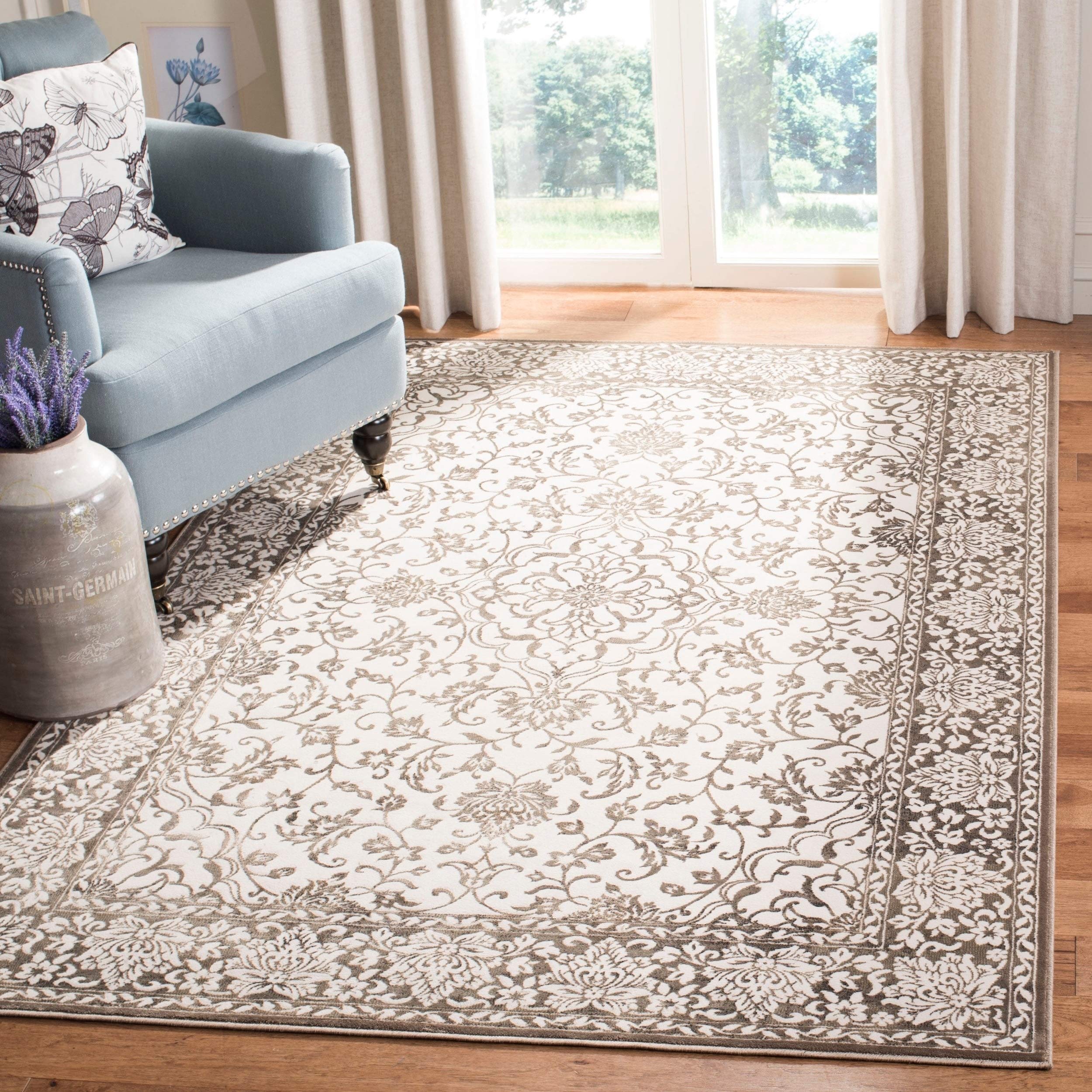 SAFAVIEH Noble Collection Area Rug - 5'1" x 7'6", Brown & Creme, Distressed Viscose Design, Ideal for High Traffic Areas in Living Room, Bedroom (NBL659-5280)