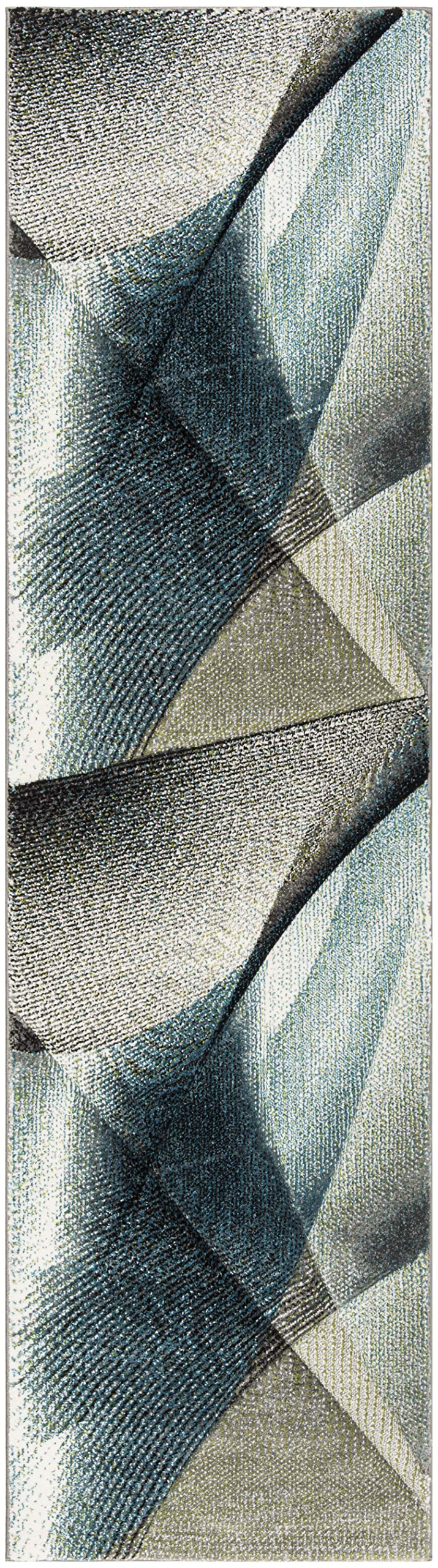 SAFAVIEH Hollywood Collection Runner Rug - 2'3" x 8', Grey & Teal, Mid-Century Modern Design, Non-Shedding & Easy Care, Ideal for High Traffic Areas in Living Room, Bedroom (HLW715D)