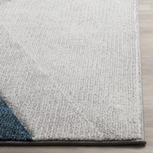 SAFAVIEH Hollywood Collection Runner Rug - 2'3" x 8', Grey & Teal, Mid-Century Modern Design, Non-Shedding & Easy Care, Ideal for High Traffic Areas in Living Room, Bedroom (HLW710D)