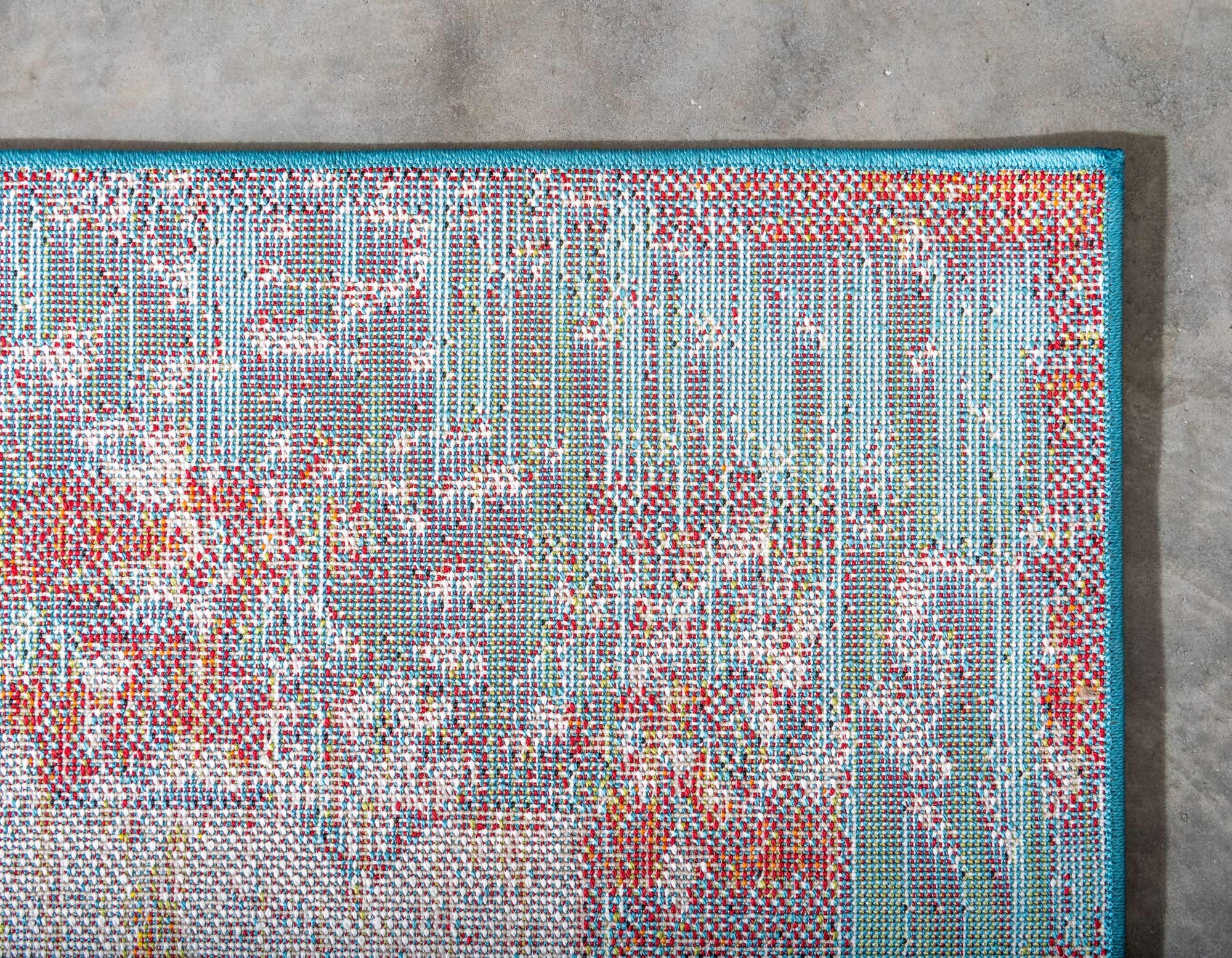 Unique Loom Rosso Collection Vintage, Traditional, Distressed, Bohemian, Botanical, Southwestern Area Rug, 2' 7" x 10' 0", Multi/Blue