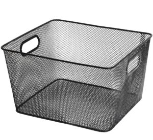 ybmhome black mesh open bin storage basket organizer for fruits, vegetables, pantry items toys 2268-2 (2, 15x12x11)